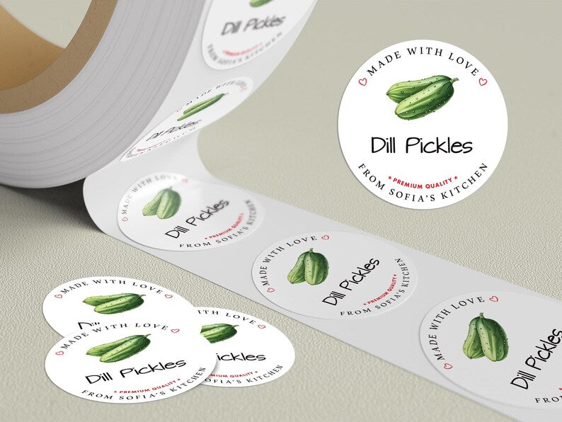 Personalized Dill Pickle Roll Labels, Custom Pickle Product Stickers ...
