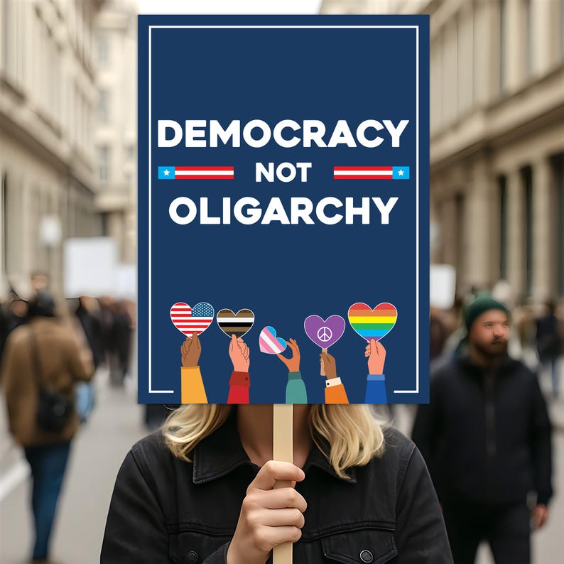 No Kings In America Protest Sign, Anti-Trump Resistance, Democracy Not ...