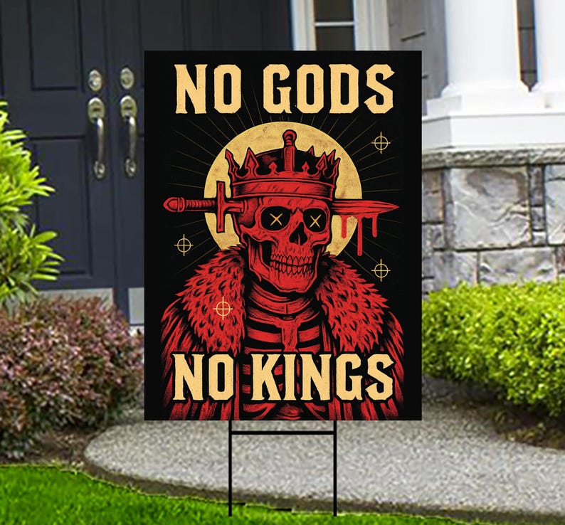 No Kings Protest Yard Sign - Democracy Not Oligarchy, Anti-Trump ...