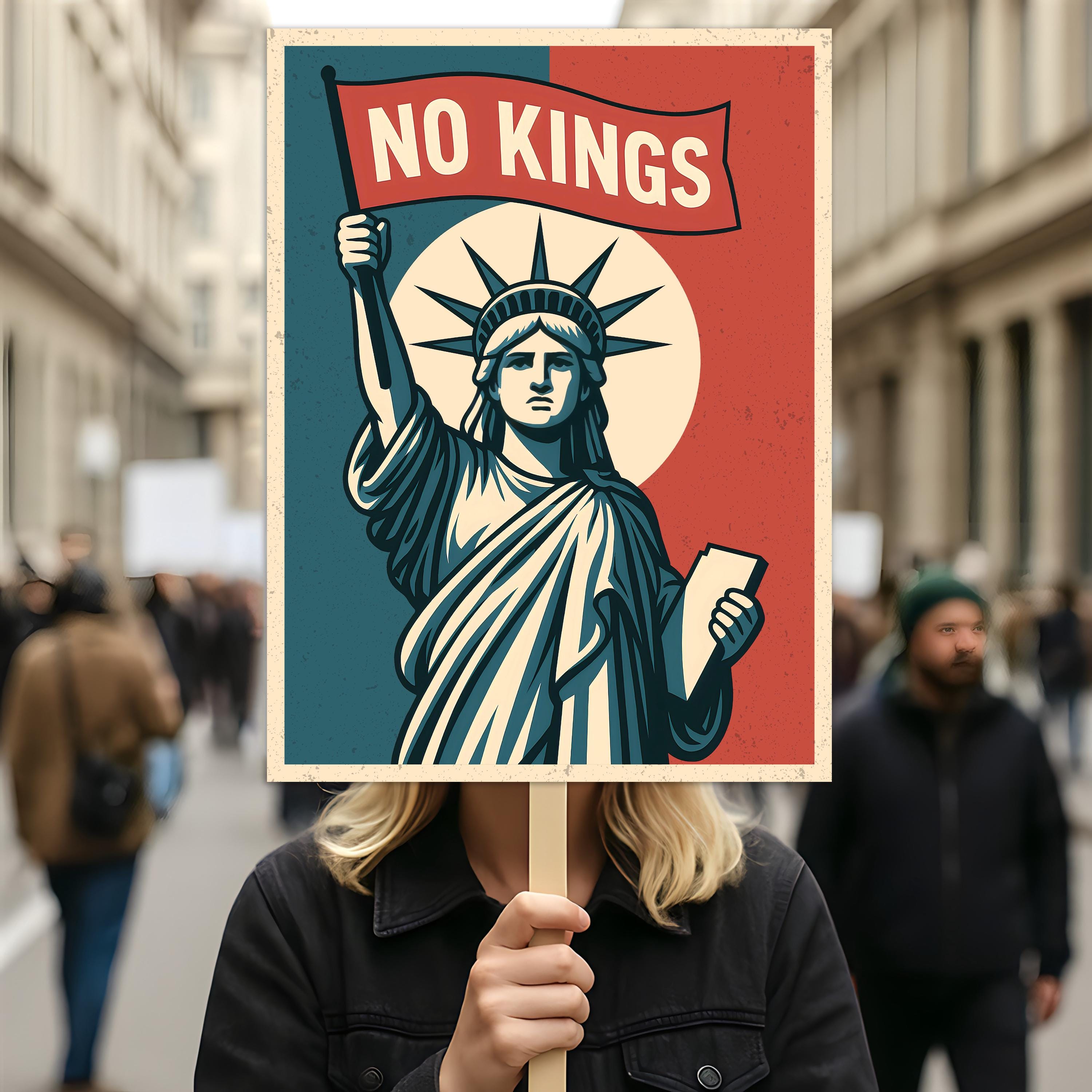No Kings In America Protest Sign, Anti-Trump Resistance, Political ...
